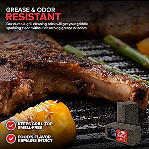 Stock Your Home Grill Cleaning Brick (4 Pack) - Heavy Duty Grill Cleaning Brick - Pumice Stone Brick for Flat Tops and Griddles - Blackstone Griddle Cleaner - Non-Scratch Grill Cleaner