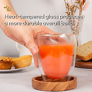 Casademont Drinking Glasses (12 ounce), Set of 2 Double Walled Clear Glass Drinkware for Espresso Tea and Juice Clear Glass Thermo Insulated Coffee and Tea Cup Set