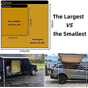 DANCHEL OUTDOOR Car Awning Pull-Out Roof Rack Vehicle Awning UPF50+ Sun Shelter Canopy for SUV Truck Camper Overland Camping, 4.9x6.5ft Khaki