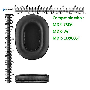 Geekria Earpad + Headband Compatible with Sony MDR-7506, MDR-V6, MDR-CD900ST Headphone Replacement Ear Pad + Headband Cover/Ear Cushion + Headband Protector/Earpads Repair Parts Suit (Black)
