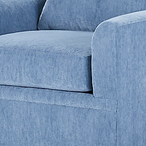 New Classic Furniture Sylvie Polyester 3-Seater Sofa Couch with 4 Accent Pillows, Blue Slate