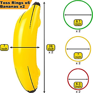 Jishi Inflatable Banana Ring Toss Game, Bachelorette Party Games for Naughty Funny Bridal Shower Engagement Decorations, Summer Water Fun, Pool Toys & Floats, Beach Activities for Adults Women Lesbian