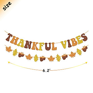 Thankful Vibes Banner Garland Thanksgiving Decorations for Thanksgiving Friendsgiving Party Birthday Party Decorations