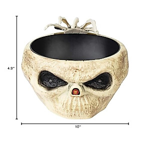ITART Animated Halloween Candy Bowl Dish with Hand Spooky Decoration Props LED Eyes & Sound for Holloween Decor Treat or Trick Party Bar Table Decor