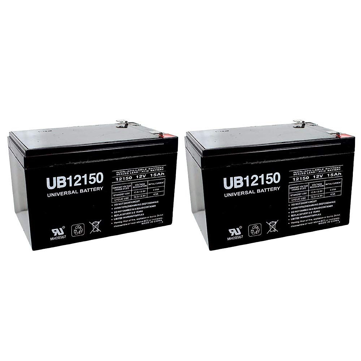 UPG 12V 15AH F2 Battery for Go Go Elite Traveller SC40E, SC44E - 2 Pack