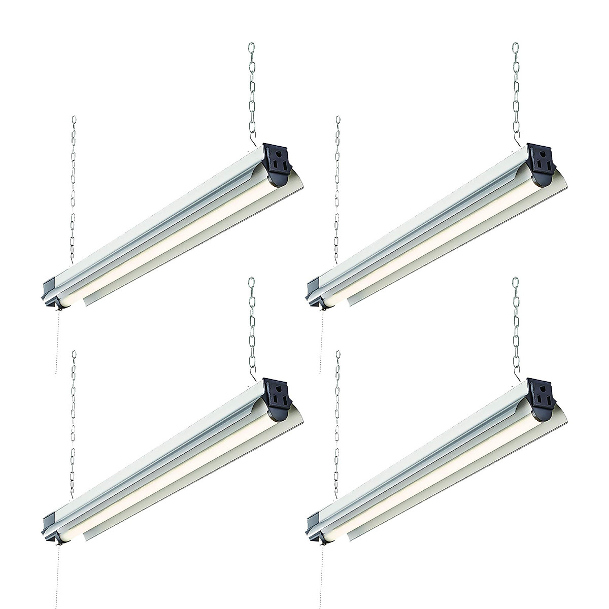 Newhouse Lighting 2FT LED Shop Light, 25W (100W Equivalent), 2200 Lumens, 4000K Linkable Garage Lighting, Utility LED Ceiling Lights, Chain or Flush Mount, 4-Pack