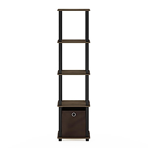 FURINNO TNT No Tools 5-Tier Display Decorative Shelf, Columbia Walnut/Black/Dark Brown