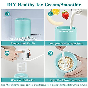 Secura Mini Ice Cream Maker for Gelato, Sorbet, Frozen Yogurt, 0.4QT Automatic Electronic Gelato Maker with Mixing Spoon & Recipe Book, Quick Homemade & Great Gift