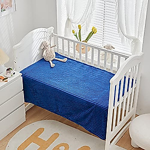 UOZZI BEDDING Flannel Fleece Baby Toddler Blanket All-Season Ultra Soft Plush Thin Small Blanket for Crib -100% Microfiber Polyester Navy Royal Blue 27x39 Inch
