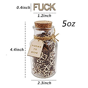 Jar of Fucks（5oz）Gift Jar,Fucks to Give,Fuck Wooden Cutout Letter Piece Bad Mood Vent Spoof Birthday Day,Holiday, Gift to Friend,Funny Gift,Valentines Day.