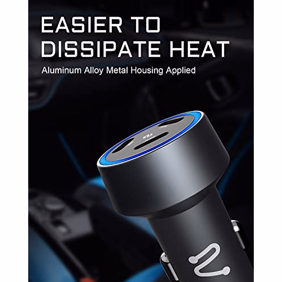 USB C Car Charger, Aergiatech 60W(20W Each) PD 3.0 Fast Car Charger Adapter 3-Port, Type C Car Charger Compatible with iPhone 13/13 Pro/12/12 Pro/11/X/SE, Galaxy S21/S20/Note20, iPad,Grey