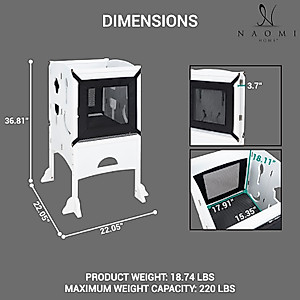 Kids I'm a Big Helper, Kitchen Step Stool for Kids, Children with Safety Rail, Standing Tower for Learning Little Helper, Solid Wooden Foldable Counter Stool for Kids by Naomi Home - White