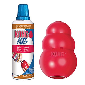 KONG - Classic Dog Toys with Easy Treat Peanut Butter Dog Treats, 8 Ounce - for Large Dogs