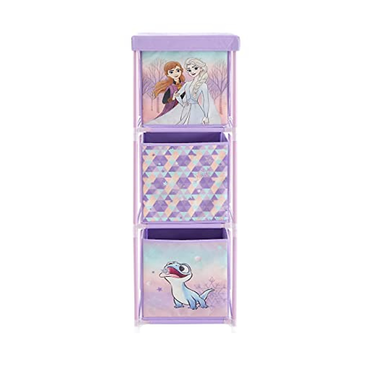 Idea Nuova Disney Frozen 3 Tier Fabric Storage Organizer with 3 Cubes and Removable Lid