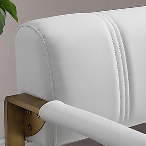 Etsaleruo Luxury Faux Leather Loveseat Sofa, Simple 2-Seat Sofa with Golden Metal Frame, Modern Upholstered Sofa Couch for Small Place, Apartment, Living Room, Bedroom and Office(White)