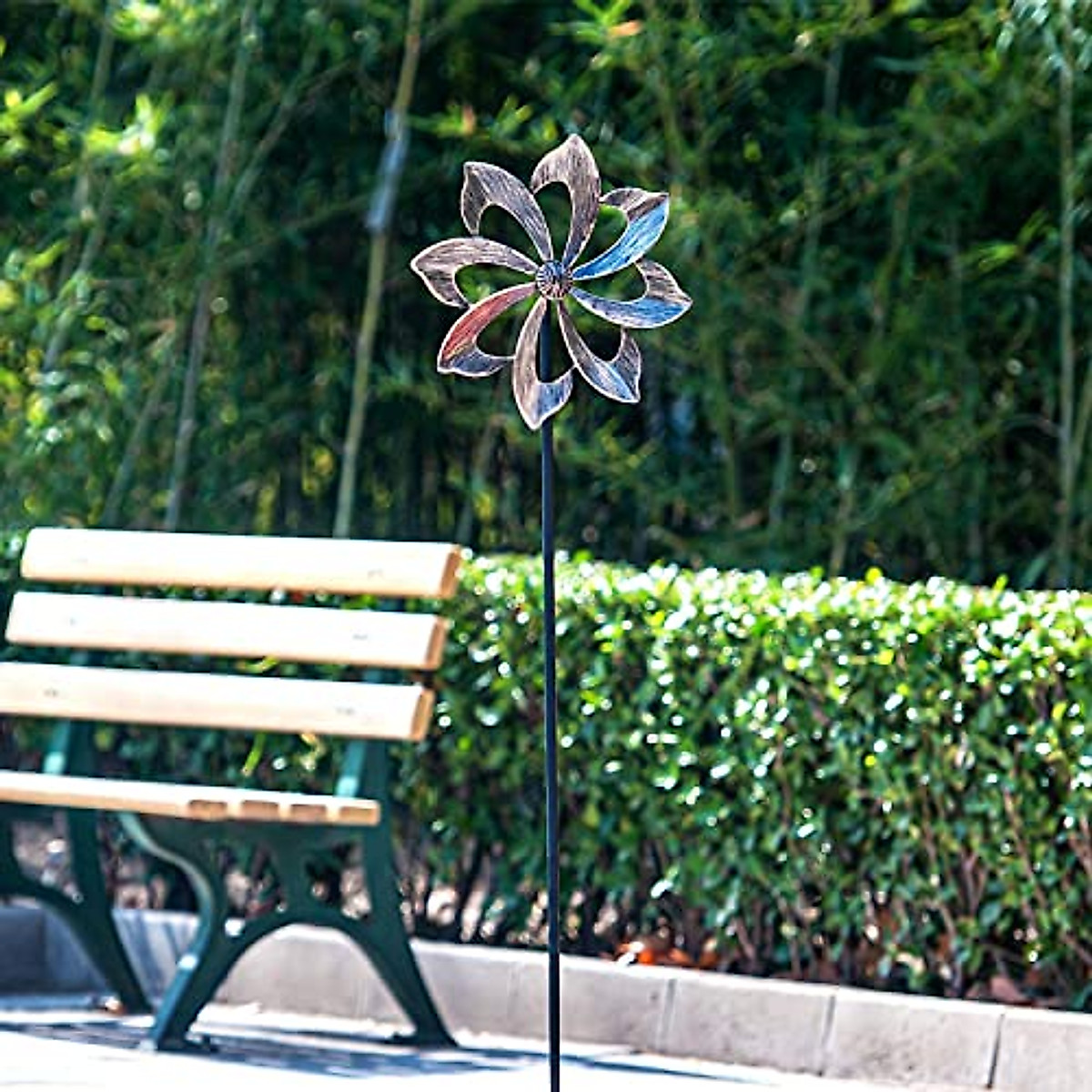 SteadyDoggie Wind Spinner Dahlia 61in Single Blade Easy Spinning Kinetic Wind Spinner for Outside – Vertical Metal Sculpture Stake Construction for Outdoor Yard Lawn & Garden