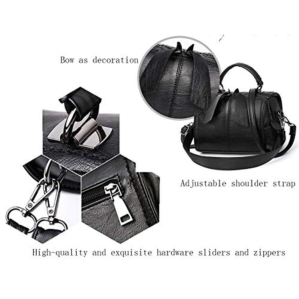 YAQUNICER Elegant PU Leather Handbags And Purses for Women With Bow Decoration Hobo Crossbody Messenger Bag