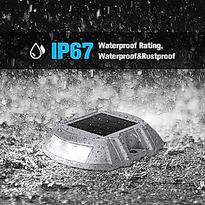 VOLISUN Solar Deck Lights Driveway Dock Lights, 12-Pack Led IP67 Waterproof Outdoor Warning Step Lights for Driveway Sidewalk Garden Pathway Yard(White)