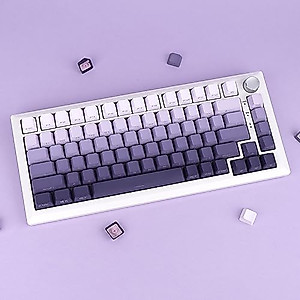 GEKUCAP Custom PBT Keycaps, Gradient Purple Keycaps 134 Keys, Double Shot Side Printed Key Caps, Shine Through Backlit Keycaps Set for 61/87/104/108 Cherry MX Switches Mechanical Keyboard