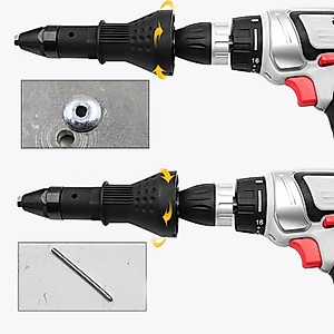 Cordless Rivet Gun Drill Adapter Electric Drill Tool Kit Electric Rivet Nut Riveter Adaptor Insert Nut Hand Power Tool Accessories