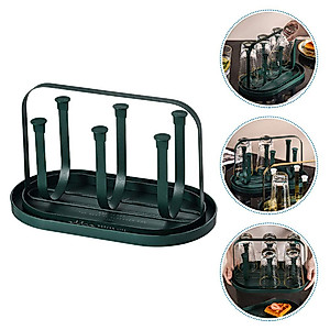 Cabilock 1 Set Cup Storage Rack Coffee Mug Display Mug Holder Tree Organizer Silverware Tray Metal Bottle Drying Organizer Cup Drainer Rack Tea Cup Rack Stand Iron Bracket with Tray