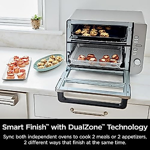 Ninja Double Stack XL Countertop Oven & Air Fryer, 12-in-1, Flexdoor, FlavorSeal, SMART FINISH with DualZone Technology, Countertop Oven, Air Fryer, Bake, Broil, Reheat, Pizza, Stainless Steel, DCT601
