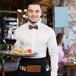 Black Waist Aprons 3 Pockets Waiter Waitress Server Short Aprons Water Oil Resistant Waist Aprons for Women Men (18 Pieces)