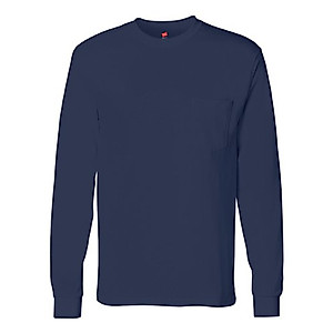 Hanes Tagless Long Sleeve T-Shirt with a Pocket