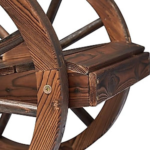 KINTNESS 3PCS Outdoor Wood Rocking Chair Outdoor Furniture Patio Wood Double Rocking Chair，Patio Rocker Bench and Wagon Wheel Wood Rocking Chair Set for Balcony Yard Poolside