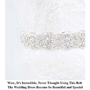 Partisout Rhinestone Bridal Belt Wedding for Bride Dress Rhinestone Belts for Dresses for Wedding Dress Silver Belt. (Silver 310)