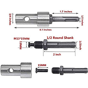 Garden Auger Power Drill Adapter fits Corded Drill and Cordless Drill, SDS Plus to 1/2-Inch(M13 x 15mm) Thread Keyless Drill Chuck Adapter Round Shank for Impact Driver