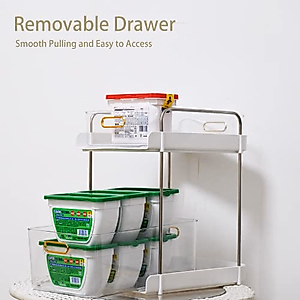 ILIKUHOME Under Sink Organizers and Storage, 2-Tier Clear Organizer with Sliding Drawers, Muti-purpose Pull Out Organizers for Bathroom, Kitchen, Pantry, Makeup, Office, High Style