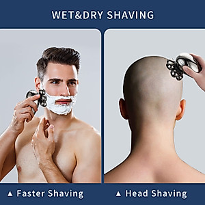 VODOZAVA Electric Razor for Men,2 in 1 Head Shavers for Bald Men, 7D Electric Shavers for Men with Nose Hair Trimmer, Waterproof Wet/Dry Mens Grooming Kit, Anti-Pinch, LED Display, USB Rechargeable