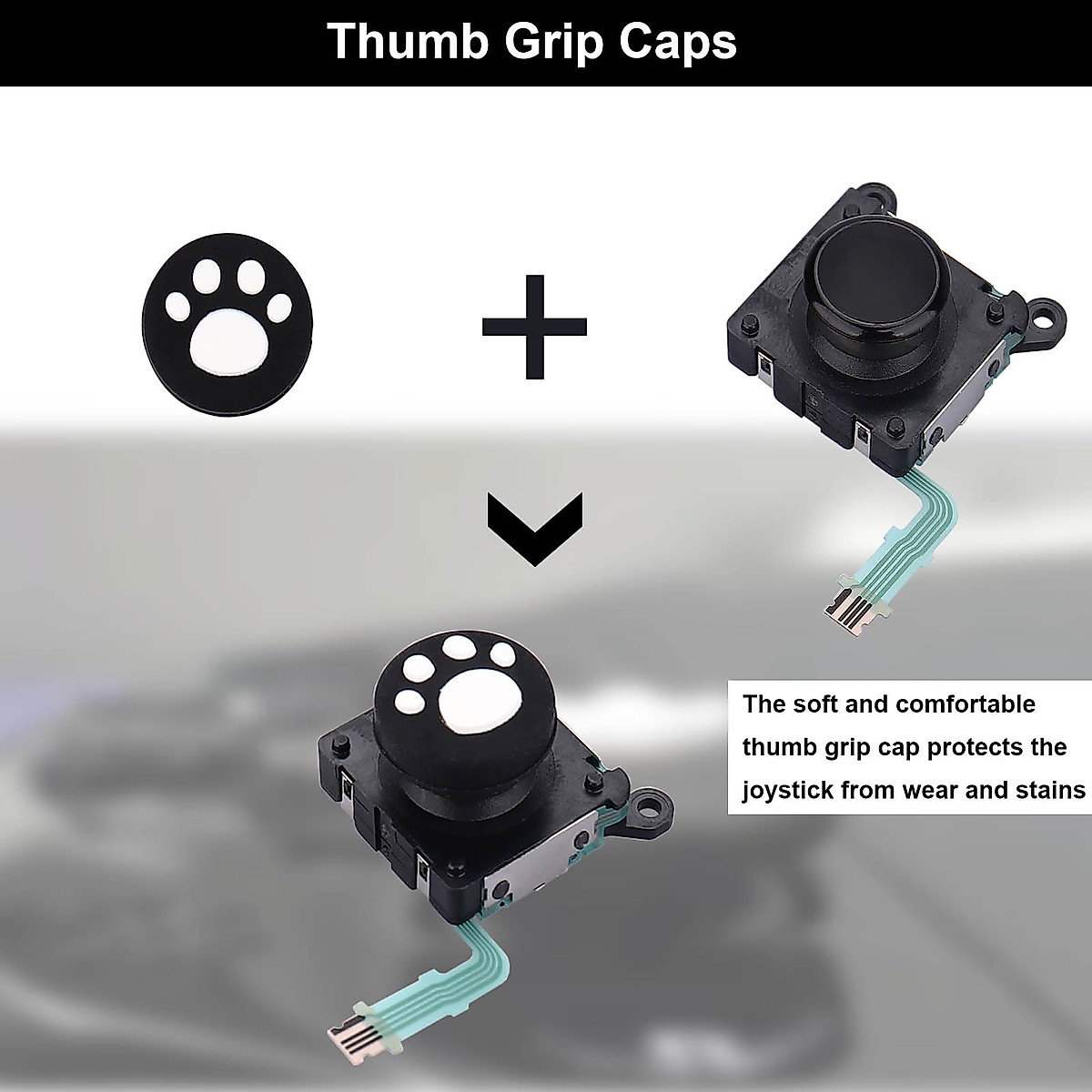 Ikpek 2-Pack Joysticks Replacement for PS Vita 2000 2001, Analog 3D Thumb Stick with Thumbstick Grips & Screws for PSV 2000