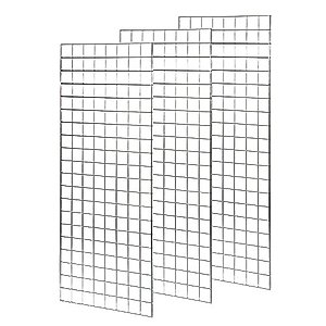 Only Garment Racks #1898C Grid Panels - Perfect Metal Grid for Any Retail Display, 2' Width x 5' Height, 3 Grids Per Carton (Polished Chrome) (Pack of 3)