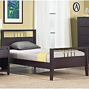 BOWERY HILL Modern Contemporary King Solid Wood Panel Platform Bed in Chocolate
