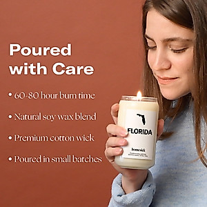 Homesick Scented Candles for Home (Florida) - 13.75 oz Long-Lasting Soy Wax Jar Candle for Women & Men for All Occasions, 60-80 Hours Burn Time - Notes of Moss & Bergamot