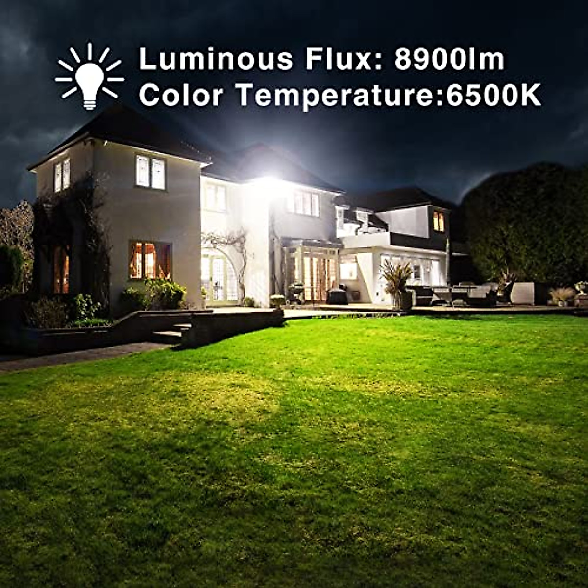 Onforu 2 Pack 100W LED Flood Light Outdoor, 8900LM Super Bright Outdoor Security Lights, IP66 Waterproof Flood Lights Outdoor, 6500K Daylight White Floodlight for Yard Garden Playground Basketball