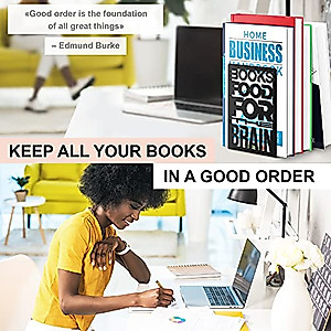 Metal Book Ends For Shelves - Trendy Black Bookends For Heavy Books With Non-Slip Pads - Unique Decorative Book Stoppers Match Home, Office, School, Library - 2 Piece Holder Set For Movies, CDs, Books