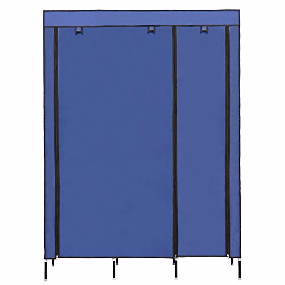 Hicient Portable Clothes Closet Wardrobe Storage Organizer with Breathable Fabric, Zippered Double Rod Closet, Easy to Assemble Strong Durability Bedroom Clothes Closet Organizer (Blue)