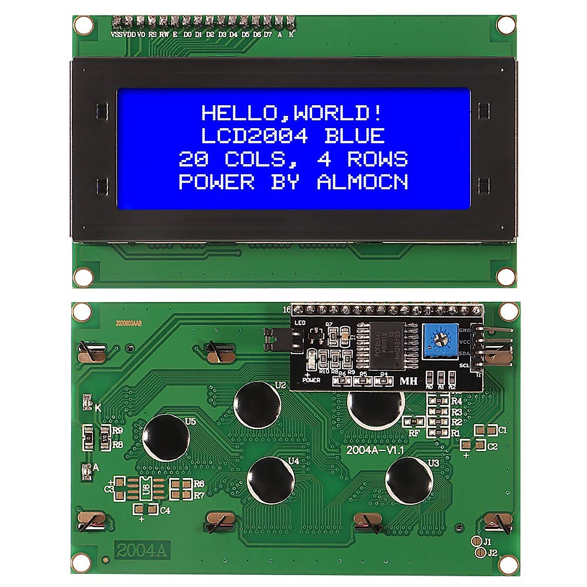 ALMOCN IIC I2C TWI Serial 2004 20x4 LCD Display Module with I2C Interface Adapter Blue Backlight for Arduino R3 MEGA2560(Blue)