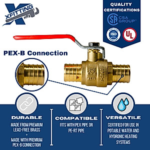 XFITTING 20 Pieces 1" Pex Ball Valve Hot/Red, 24-2-5=20X (20-Packs)