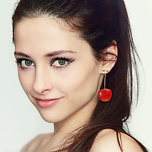 4 Pairs Cherry Drop Earrings Cherry Dangle Jewelry Fruit Dangle Earrings for Women Friends