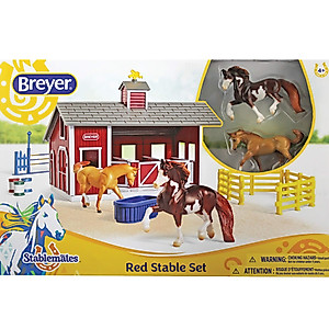 59197 Stablemates Red Stable Set with Two Horses, N/a