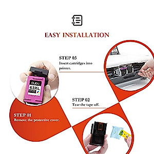 ejet Higher Yield 63XL Color Ink Cartridges Replacement for HP 63 Color Ink Cartridge 63XL to use with OfficeJet 3830 Envy 4520 4512 Officejet 4650 5255 Deskjet 1112 3634 3632 Printer (1 Tri-Color)
