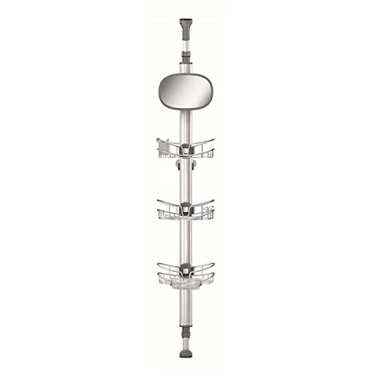 Artika Neptune SC-NEP3-C Extendable Shower Caddy with 1 Mirror and Adjustable Racks and Shelves, Stainless Steel