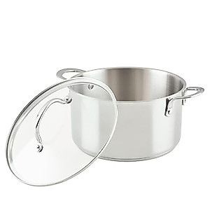 Rachael Ray Professional Stainless Steel Stockpot with Lid, Compatible with All Cooktops, Induction Ready, Dishwasher Safe, 6 Quart Stock Pot