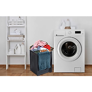 Eslite 42L Collapsible Plastic Laundry Baskets,Foldable Laundry Hamper,Pack of 2 (Grey)