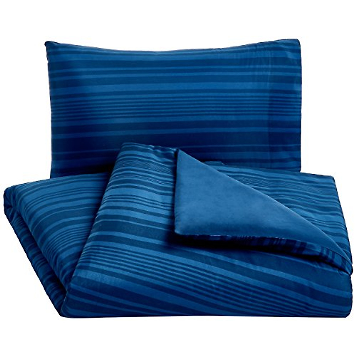 AmazonBasics Microfiber Duvet Cover Set – 135x200cm/50x80cmx1, Royal Blue Calvin Stripe
