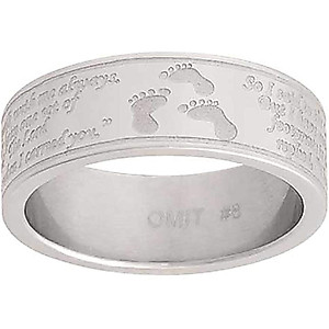 J127 - CTR RING Stainless Steel "Footprints" Full Poem (7.5)